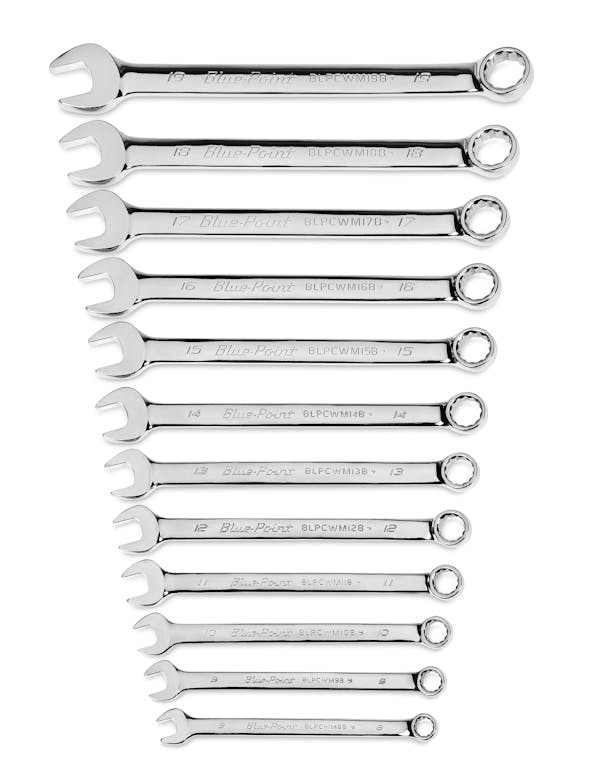 12 Pc 12-Point Metric Combination Wrench Set (8–19 Mm) (Blue-Point ...