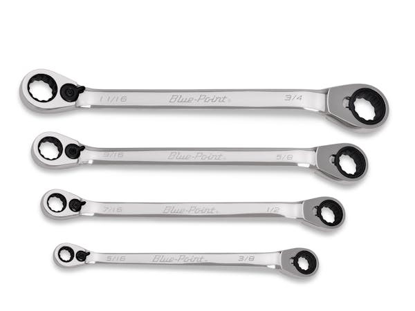 4 Pc 12-Point SAE 25° Offset Reversible Ratcheting Box Wrench Set (5/16 ...