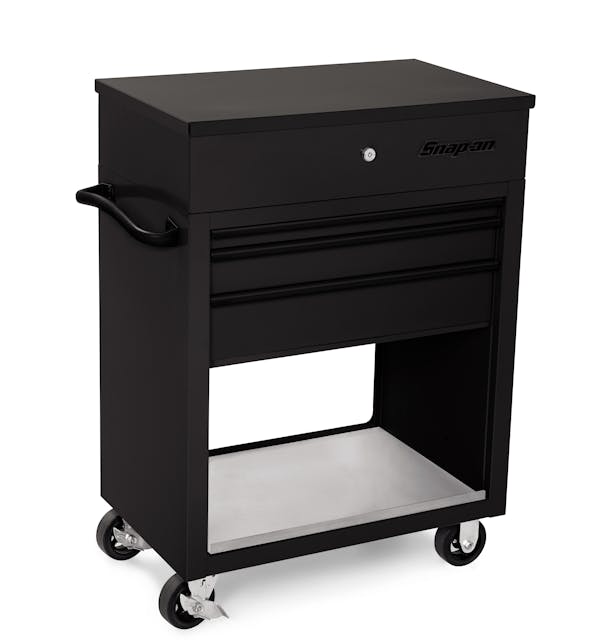 32 Three Drawer Roll Cart Gloss Black With Black Trim And Blackout